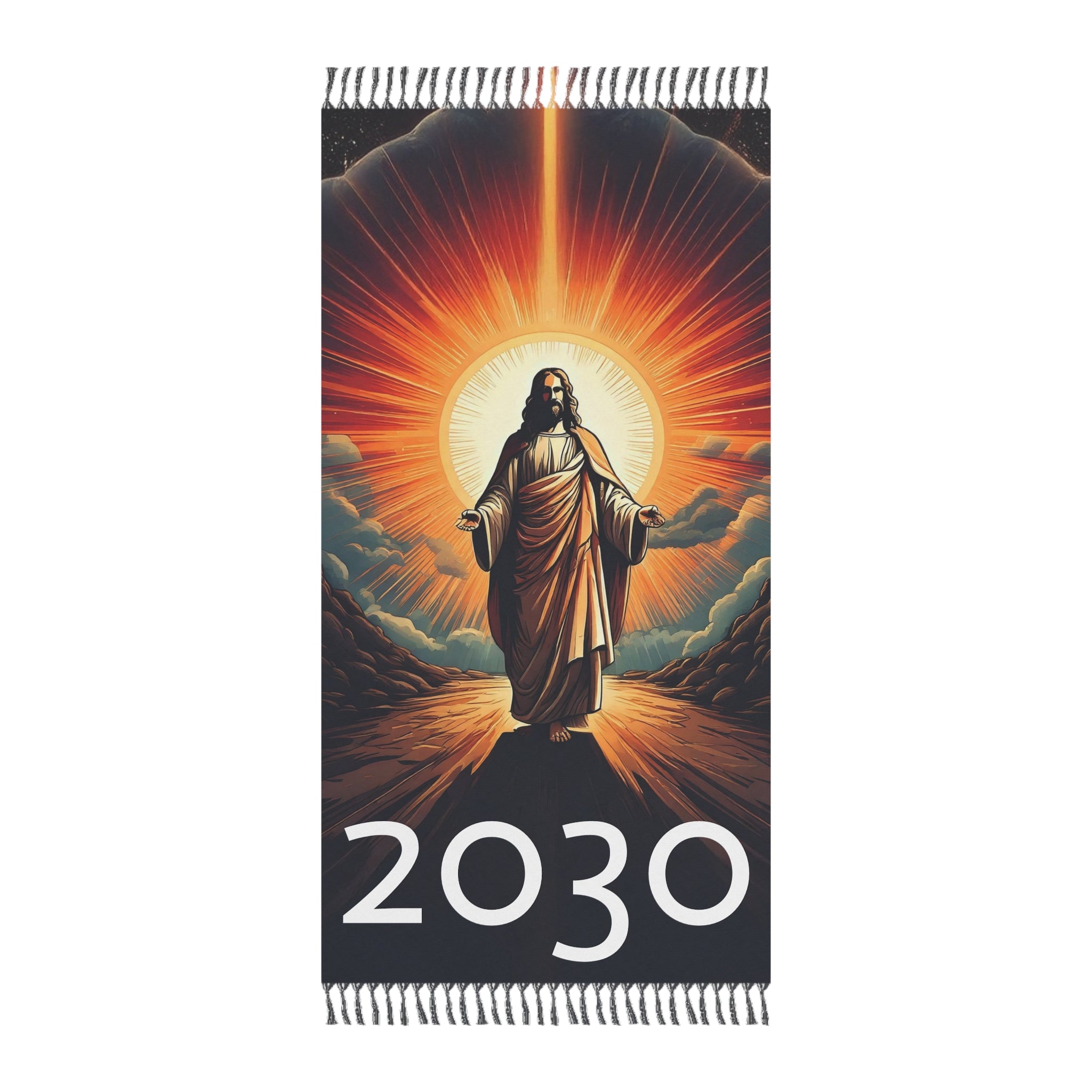 Boho Beach Towel - Christ 2030 Design for Relaxation and Faith