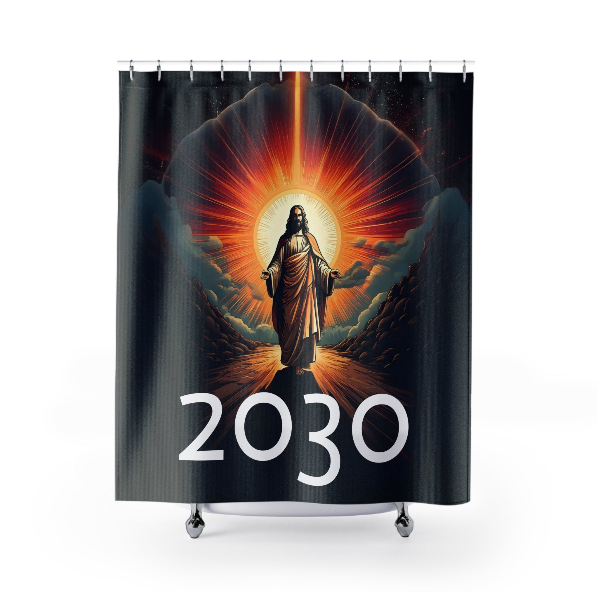 Inspirational Shower Curtain featuring Jesus 2030 Design - Spiritual H